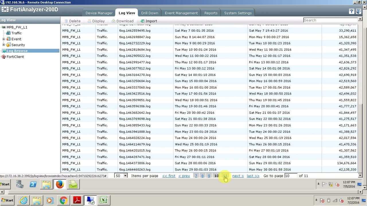 Fortinet Log Analyzer Log Backup
