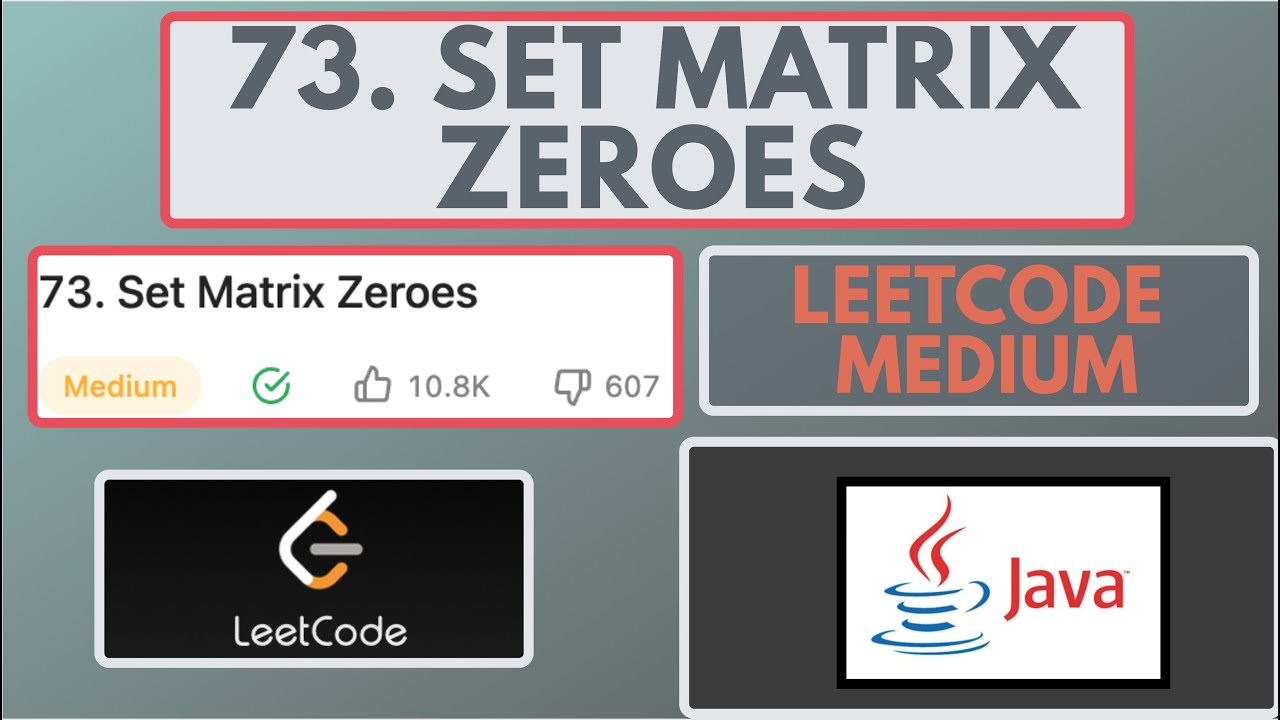 Leetcode | 73. Set Matrix Zeroes | Medium | Java Solution