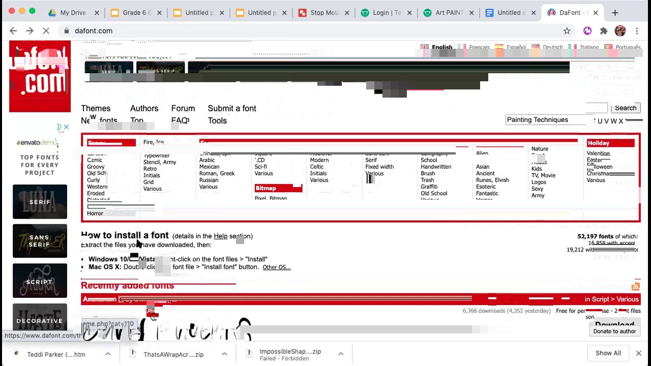 How to use Dafont for font tracing.