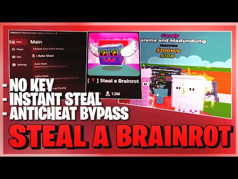 Steal A Brainrot Script *NO KEY* - Instant Steal, Speed Boost, Noclip, No Kick, & More! π§²π΅οΈββοΈ