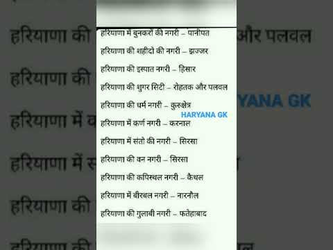 Haryana GK Questions part 1