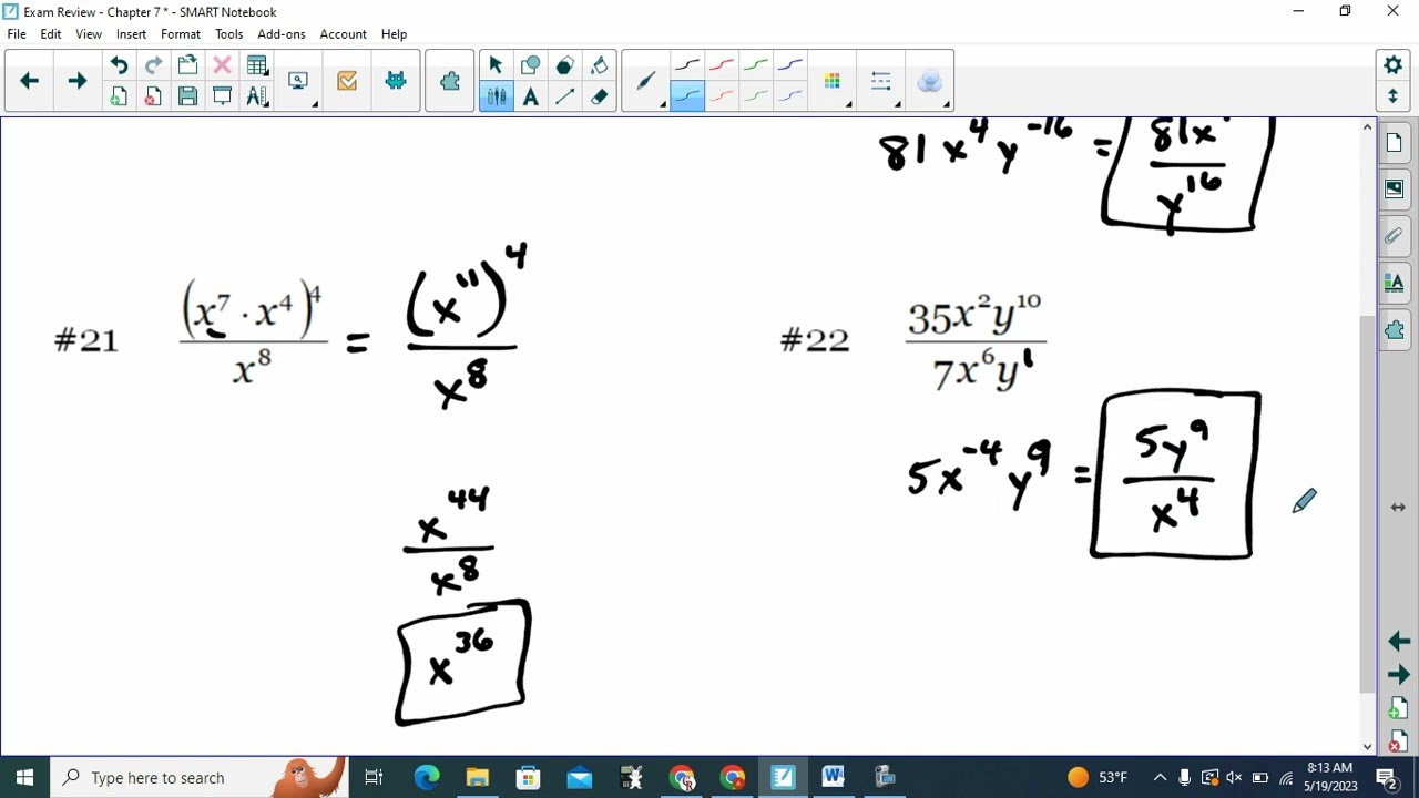 Algebra 1 Exam Review - Chapter 7 Exponents