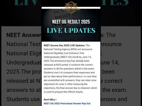NTA NEET Result, Final Answer key Releasing by June 14, Provisional Answer Keys Out/ #neet2025 #neet