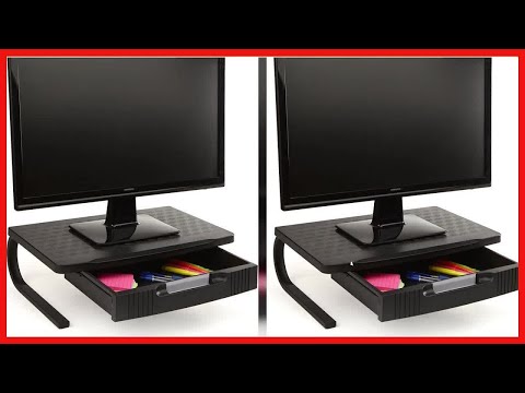 Mind Reader Extra Wide Monitor Stand, Monitor Riser with Pull Out Drawer for Computer, Laptop, Desk
