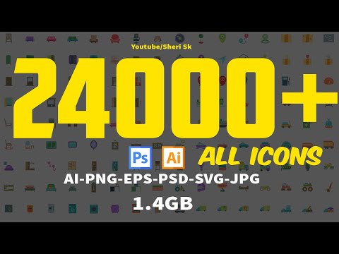 24000+ All Icons Pack Download In PSD EPS AI PNG SVG Files |English|