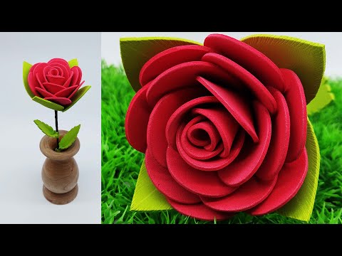 How To Make Foam Rose Flower | Handmade Foam Flower DIY Flower ...
