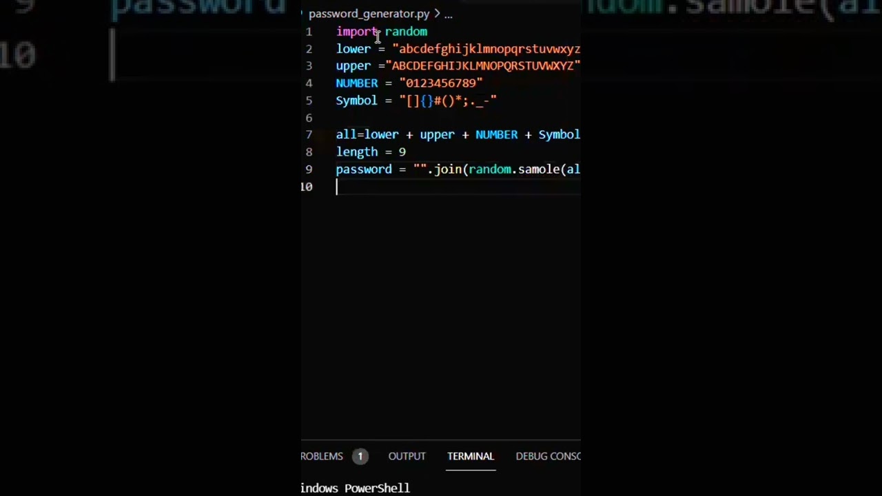 Password Generator Using Python | @codingwithenviro9615 | #shorts #python #youtube