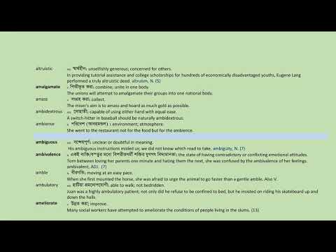 5. (alcove - ameliorate): 30 high-frequency words from Barron's book with Bengali meaning.