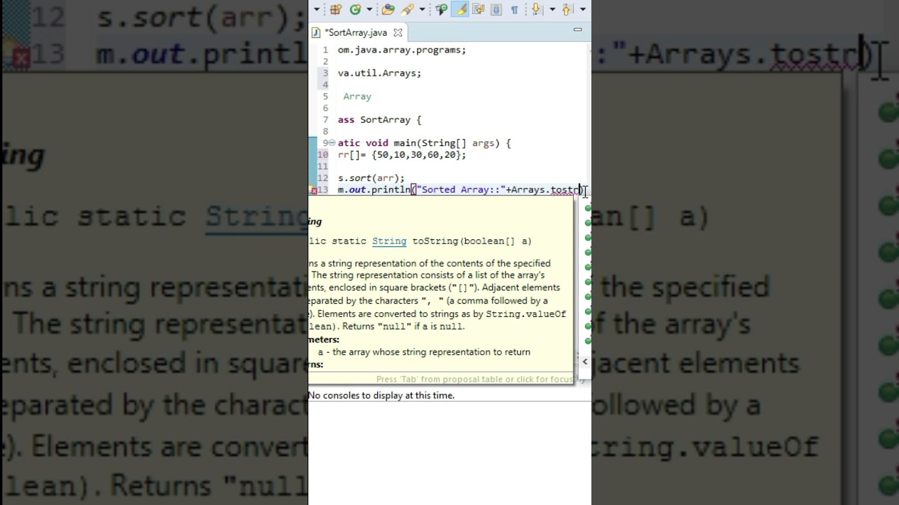 Java Program to sort the elements of an array in ascending 🤔🤔😎😎#shorts #youtubeshorts #javatcoding