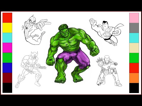 Superman, Batman, Hulk, Super Heroine, Iron Man, COLOR ALL THE SUPER HEROES / Coloring Pages