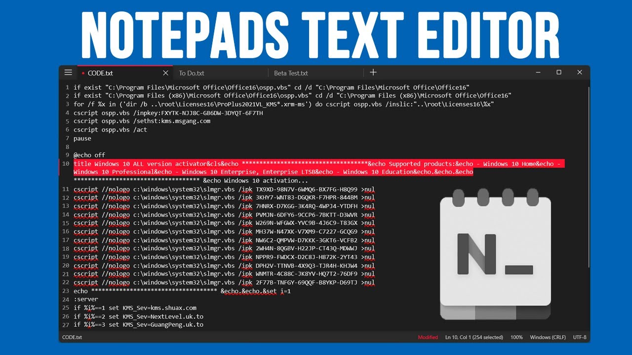 Notepads Text Editor Overview