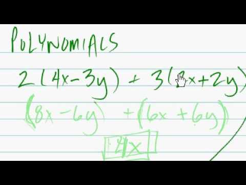 algebra polynomials 2(4x-3y) 3(2x 2y)