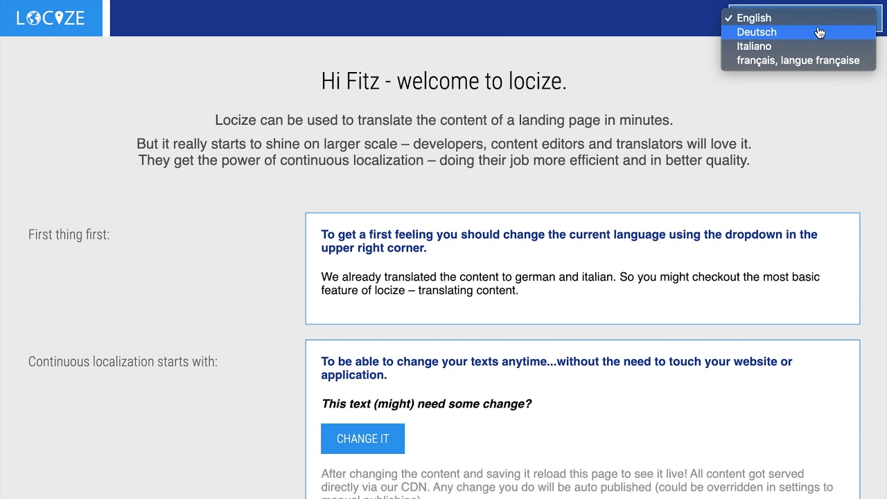 locize onboarding: the demo project