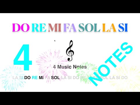 4 Notes, New Color Note: RE - Read Music Notes in Treble Clef (DO RE MI FA SOL LA SI)