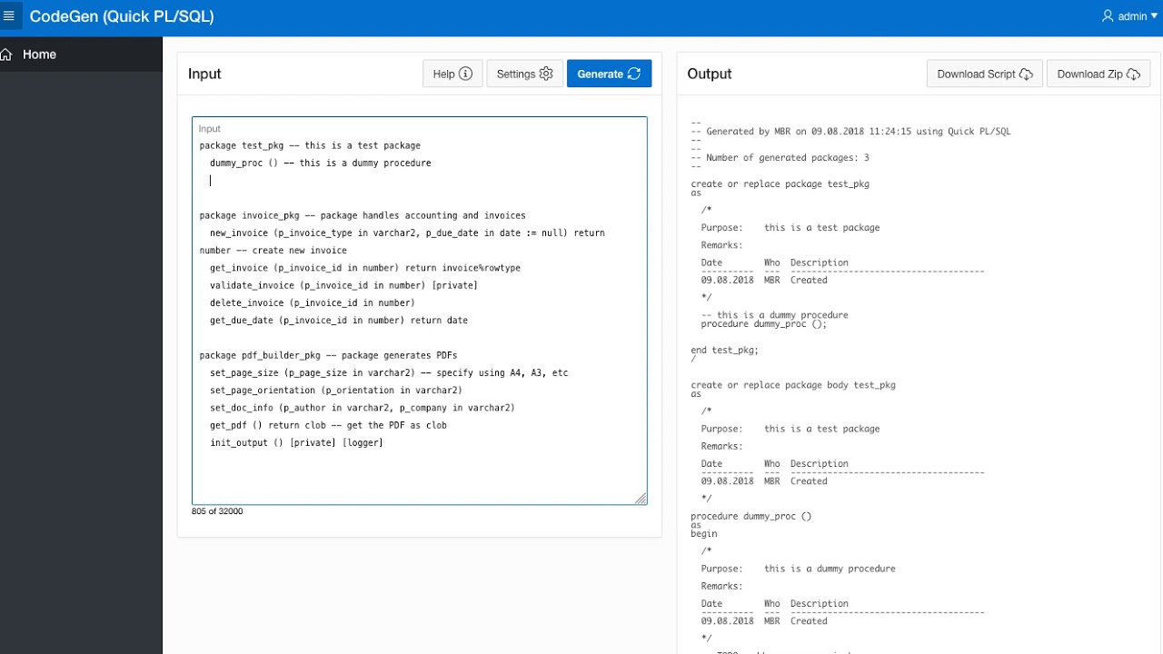 Quick PL/SQL Code Generator - Introduction