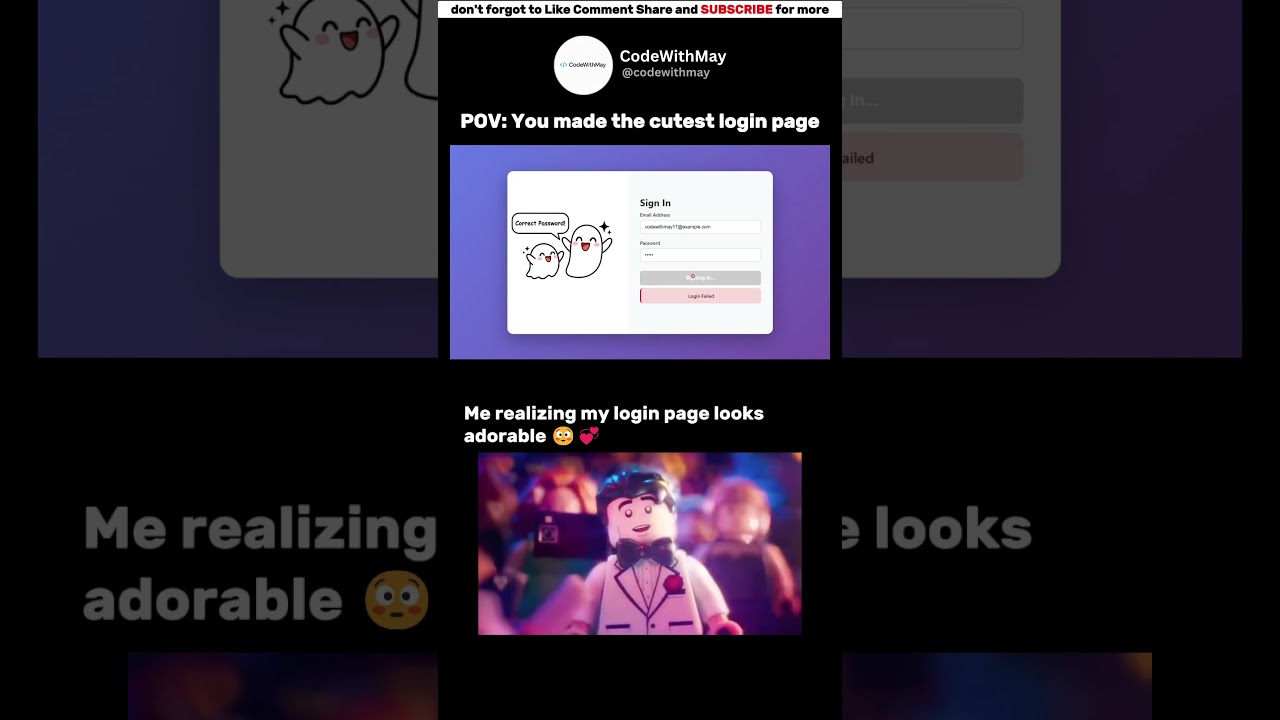My Reaction to How Cute a Login Page I Made | #coding #javascript #htmlcss