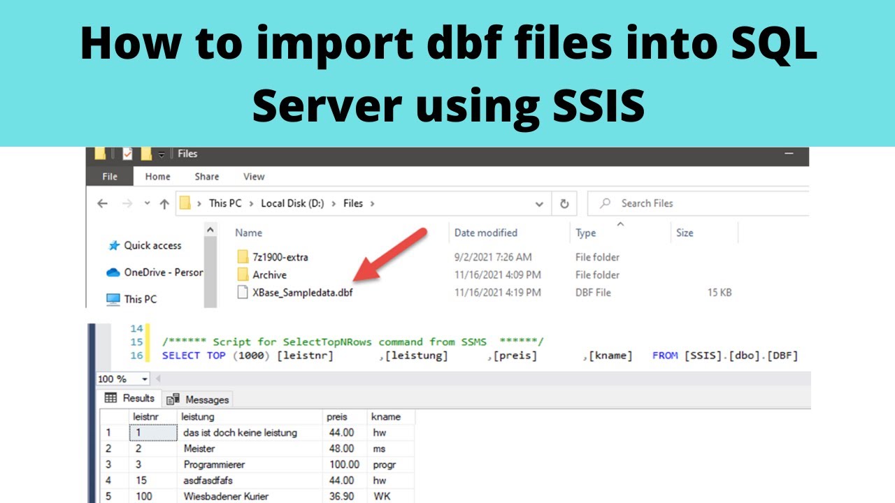 87 How to import dbf files into SQL Server using SSIS