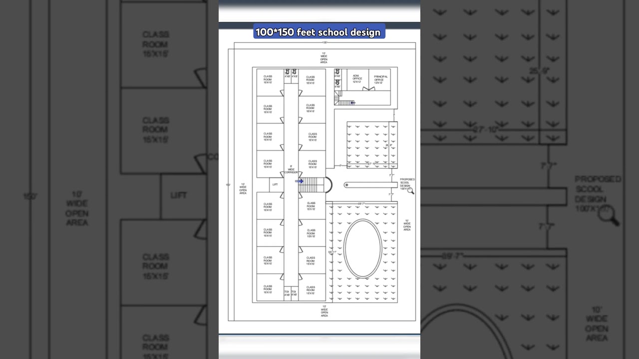 100*150 feet school design | 15000 sqft school plan #school #shorts