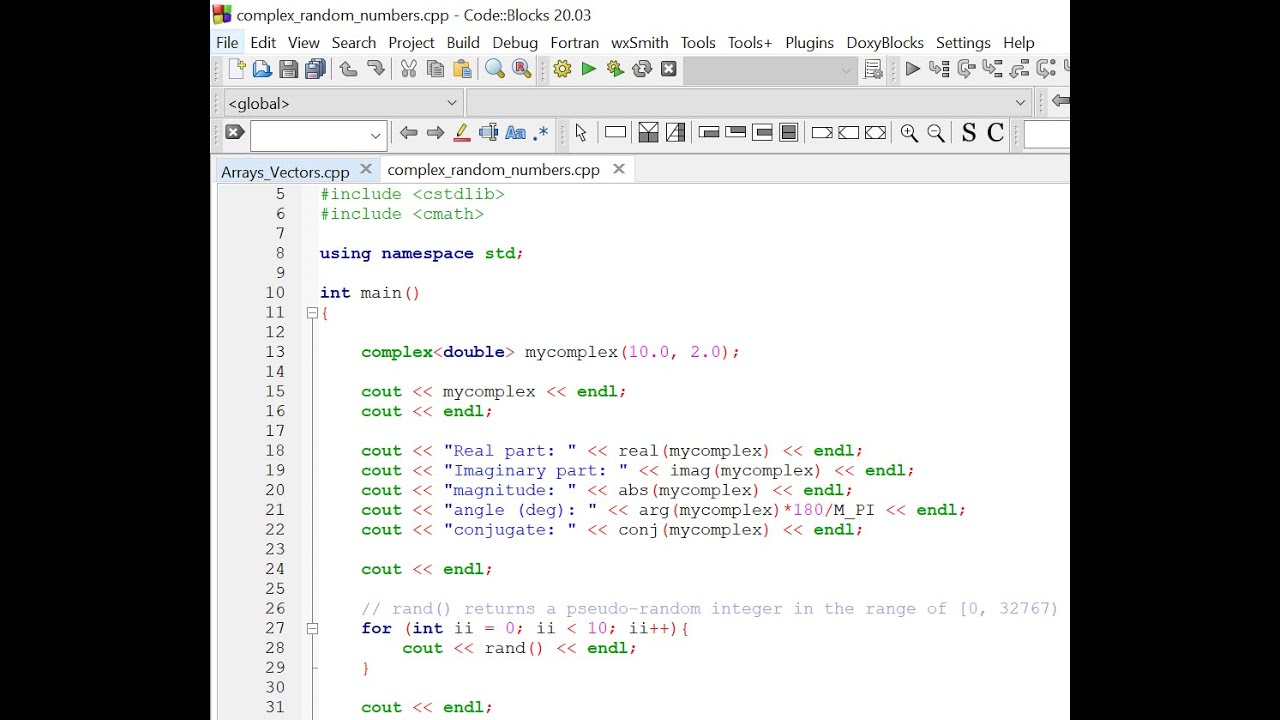 Complex Numbers and Random Numbers in C++