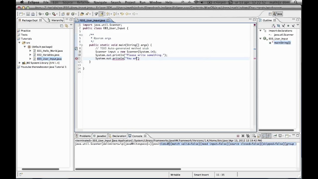 Mac Basic Java Tutorial 3-User Input