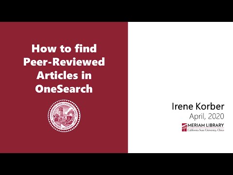 How to Find Peer Reviewed Articles in OneSearch