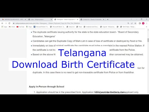 Telangana - Download or View Birth Certificate (Online)