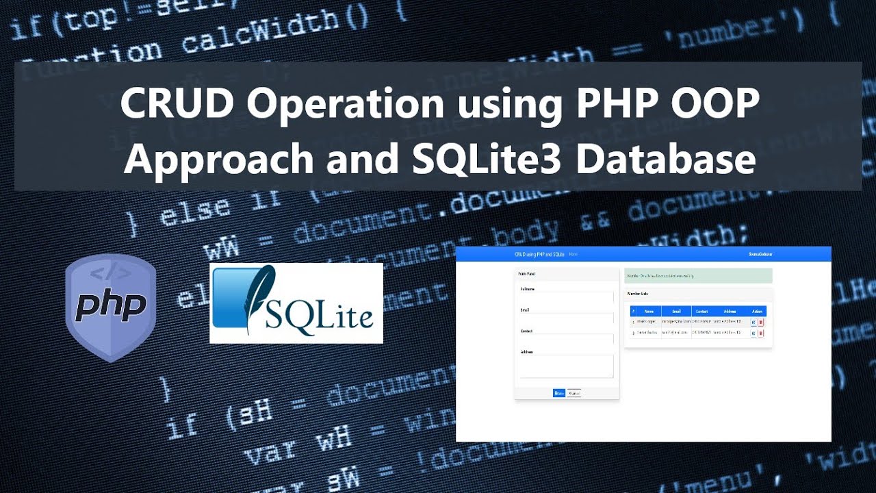 Creating CRUD Operation using PHP OOP Approach and SQLite3 Database Tutorial