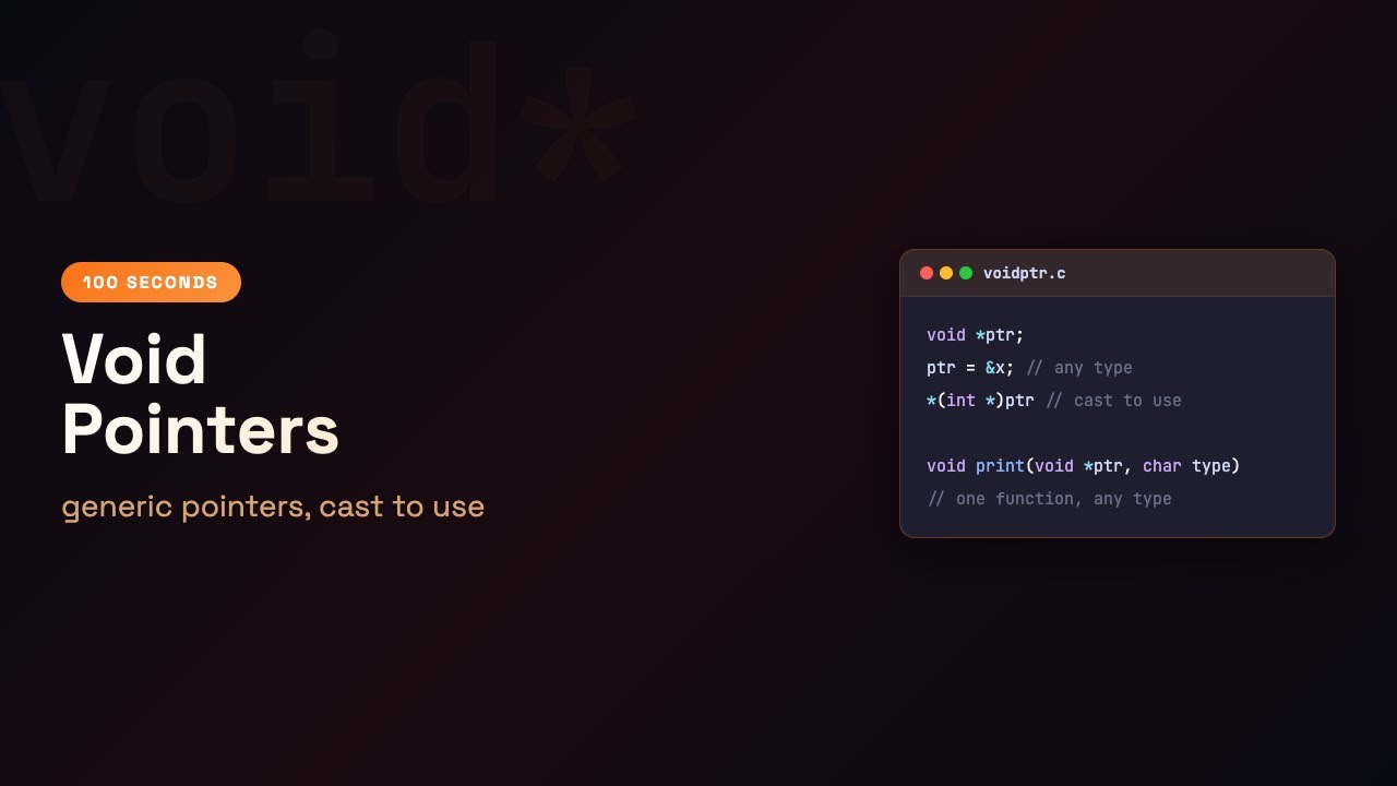 C in 100 Seconds: Void Pointers — Generic Pointers in C | Episode 30