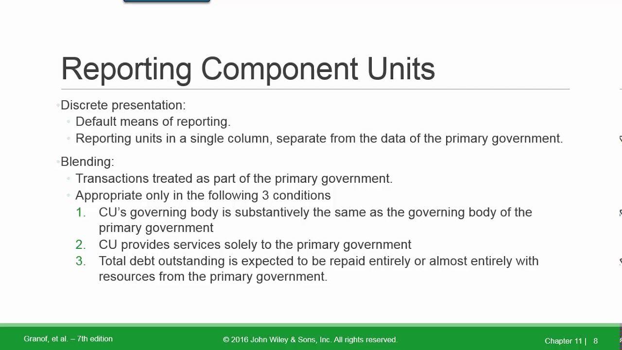 Ch 11 Primary Government and Component Units