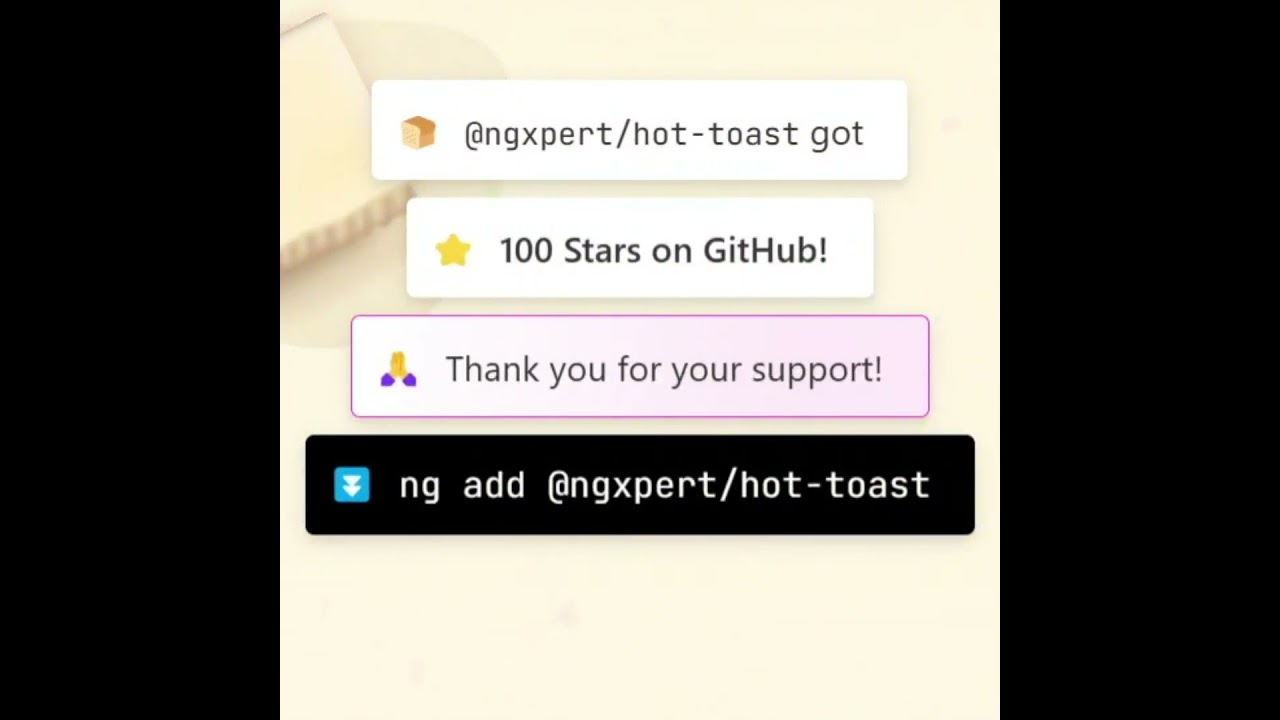 hot-toast got 100 stars on GitHub!  #coding #angularmaterial #programming