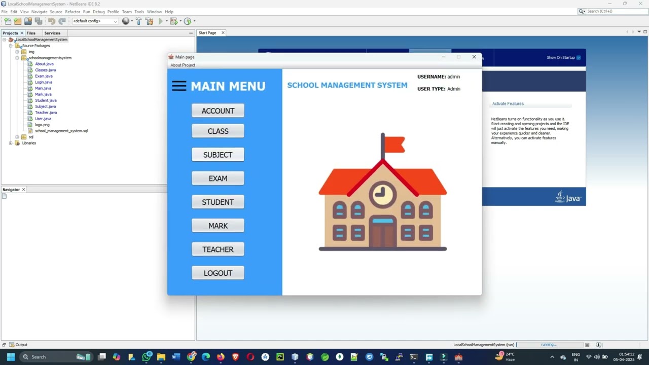 School Management System Project using Java MySQL