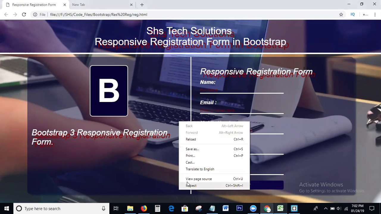 How To Create Responsive Registration Form Using Bootstrap | Responsive Registration Form