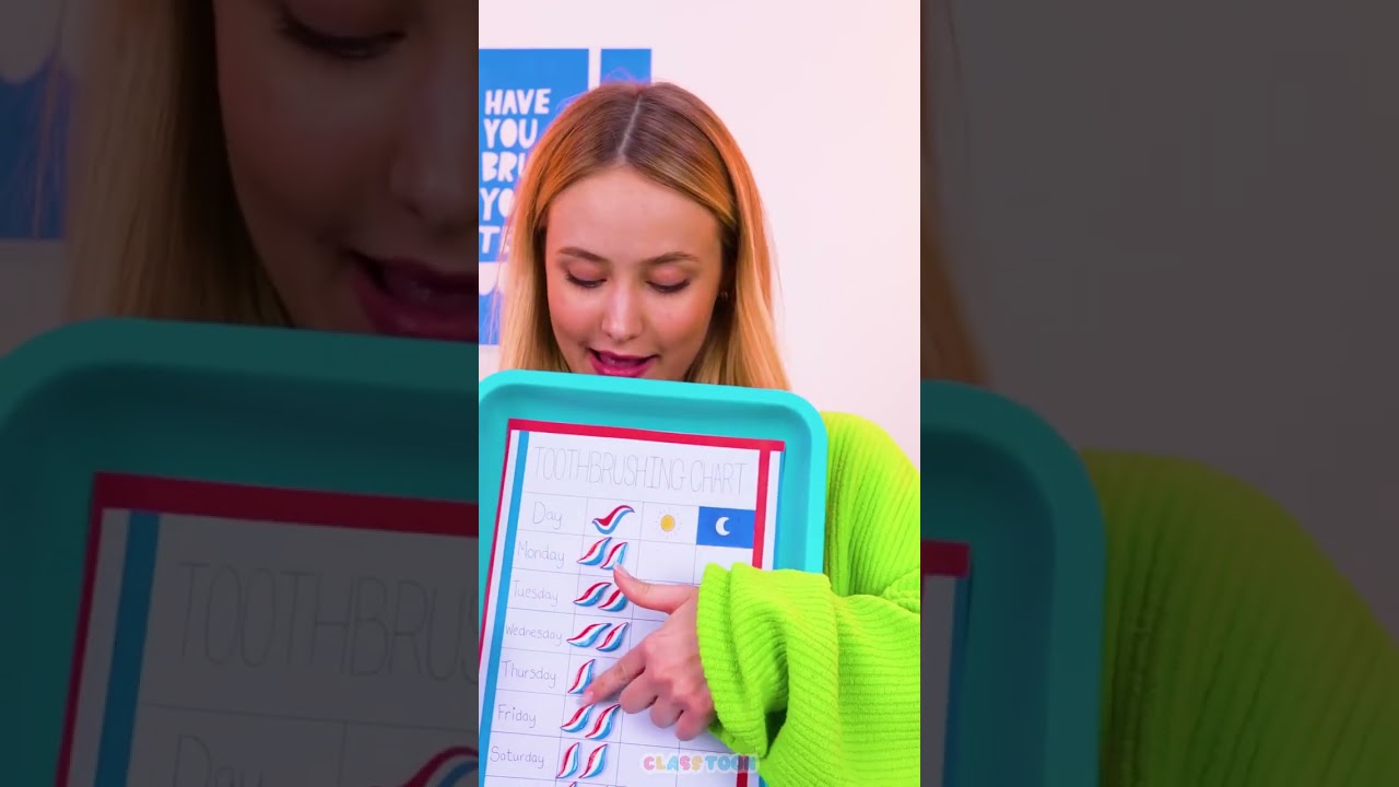 😁 BRUSH twice a day! TRACK your wins! Healthy smile! 🪥✅ #Shorts #Fun