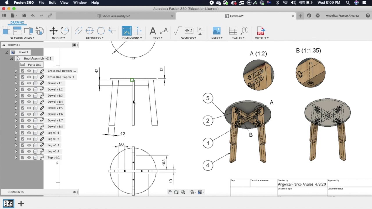 Stool Part 12 - Dimensions and detail views