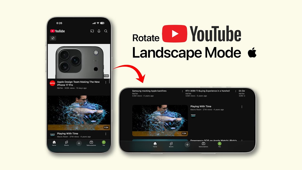 How to Rotate YouTube App to Landscape Mode?