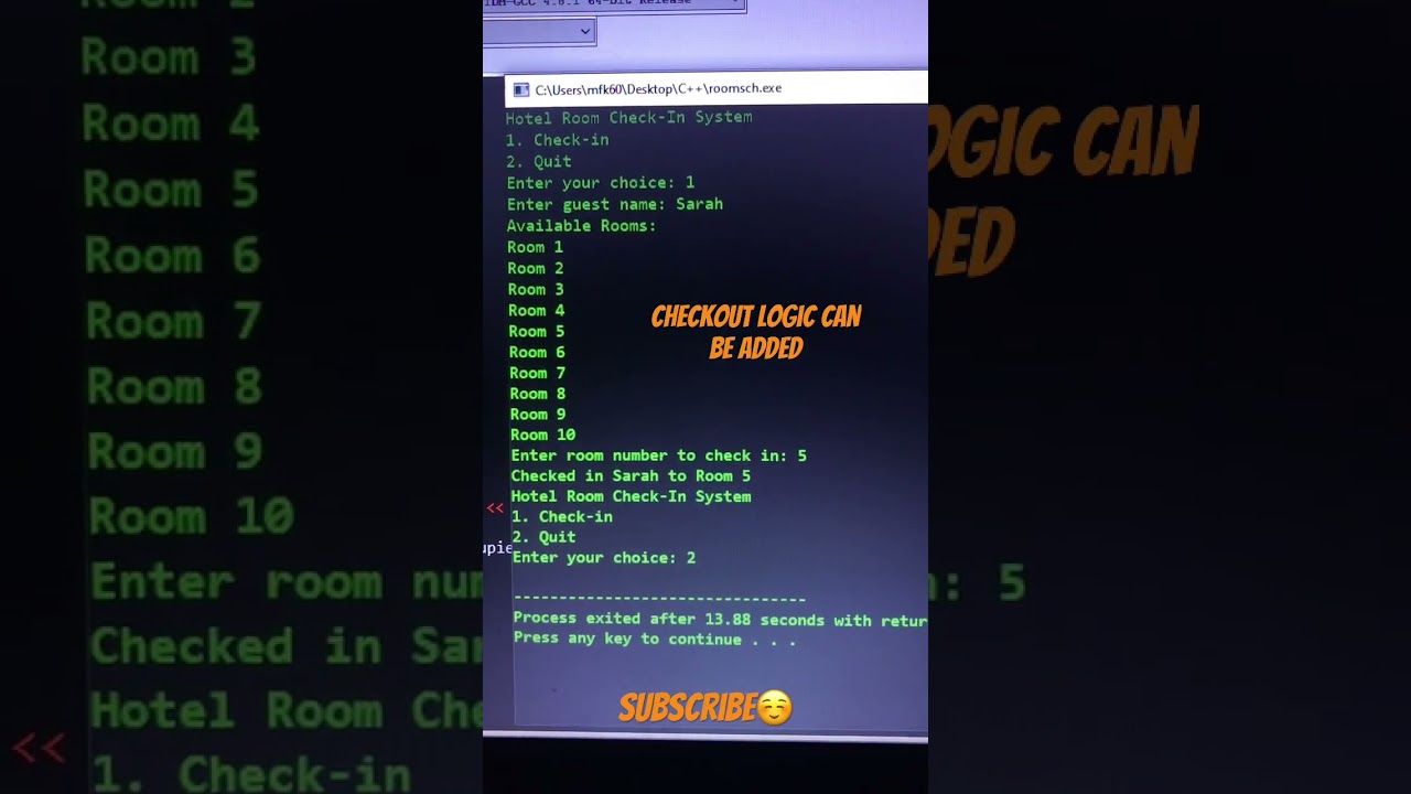 room check in IDE dev c++ #cppprogramming