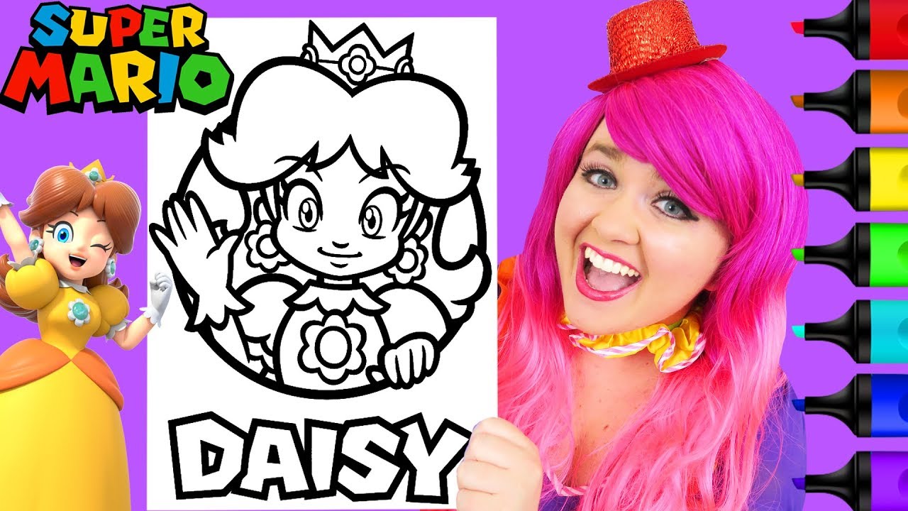 Coloring Princess Daisy Super Mario Nintendo Coloring Page Prismacolor Markers | KiMMi THE CLOWN