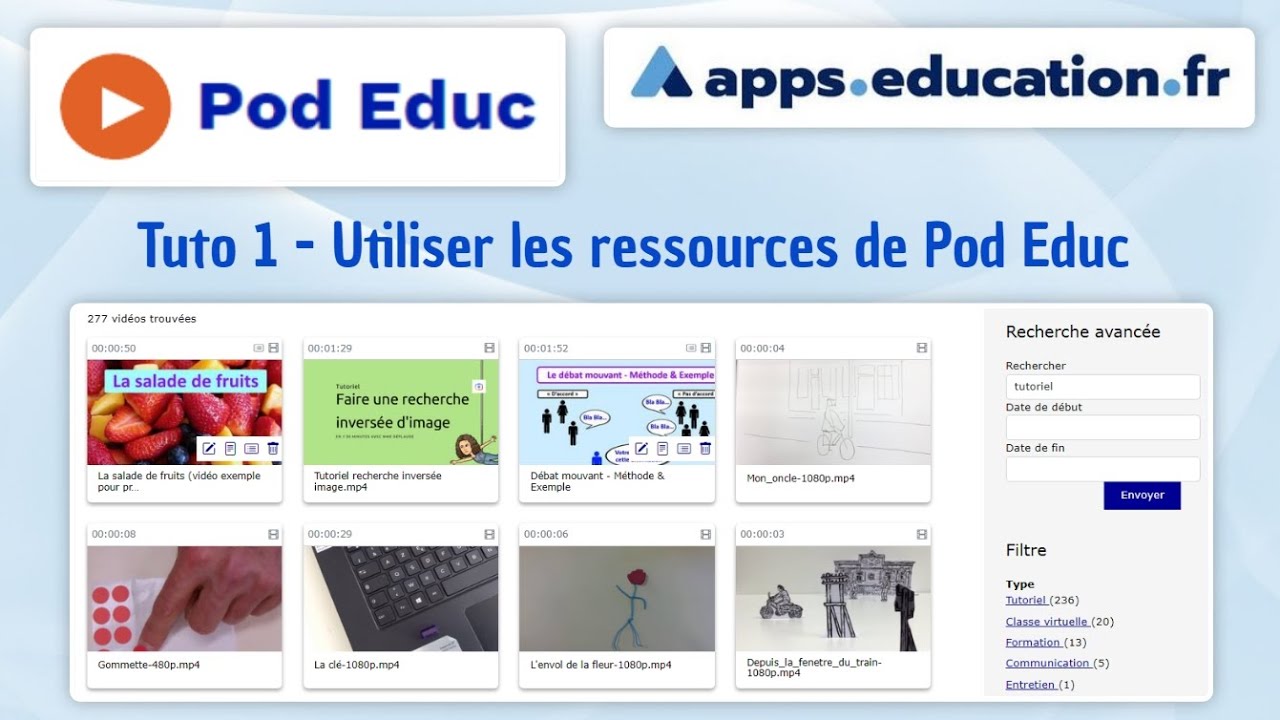 Tutoriel Pod Educ 1 (Apps.education.fr) - Utiliser les ressources de Pod Educ