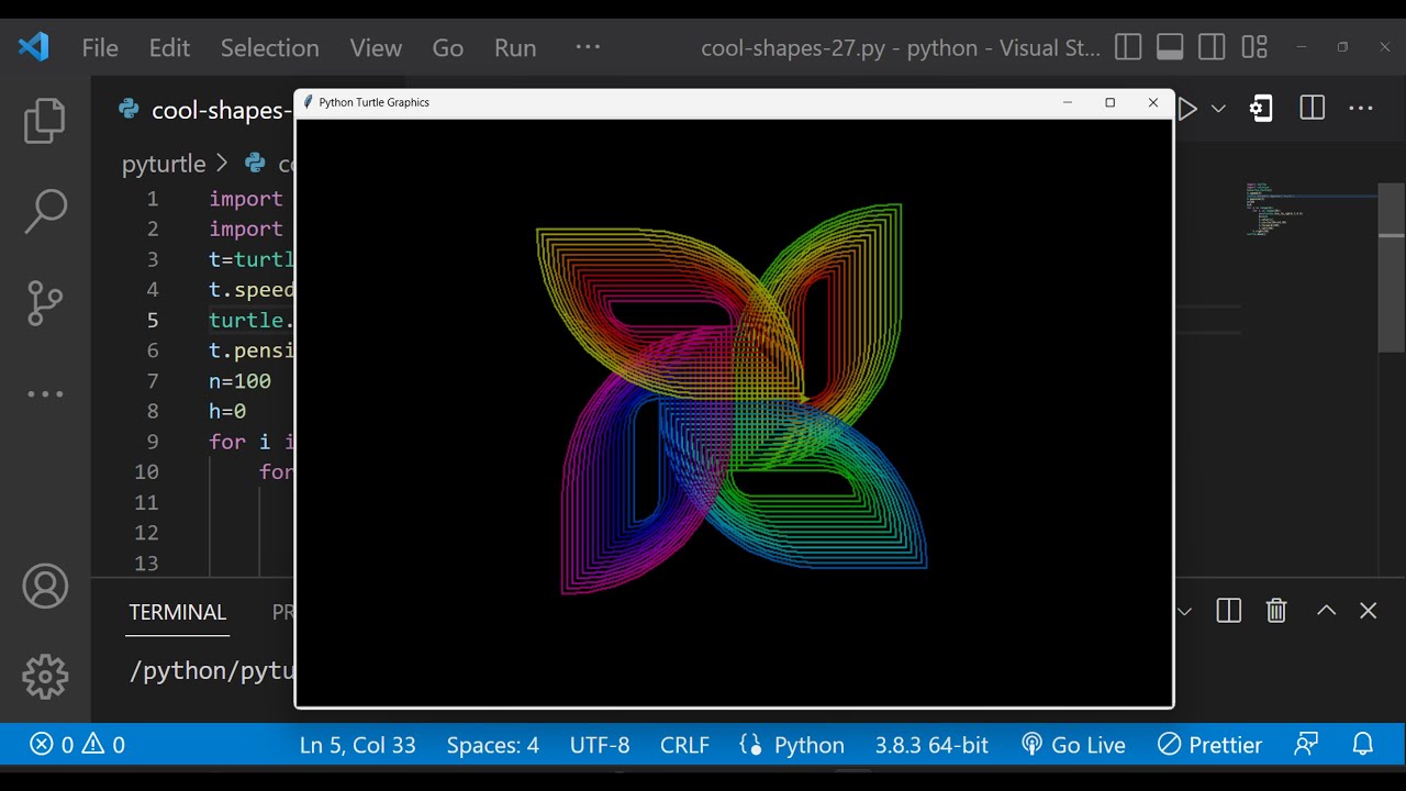 Python Turtle Graphics - 36 | Cool Shape Drawing | Python Turtle Video | Learnonpy | @Python_Shorts