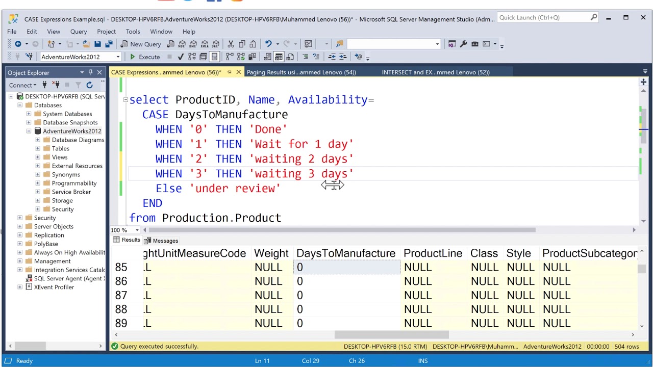 23    CASE Transact SQL     Microsoft  SQL Server