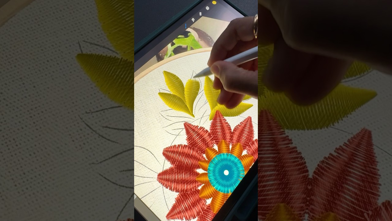 Procreate Sequin Embroidery Brushes #procreatebrushes #digitalillustration #digitalembroidery