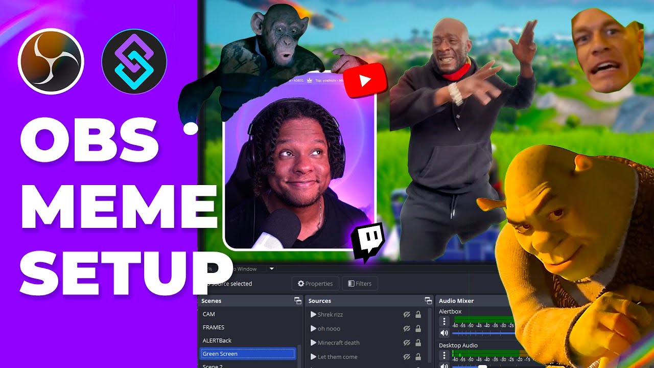 OBS MEME Setup! Streamer.bot Tutorial (Youtube / Twitch streams)