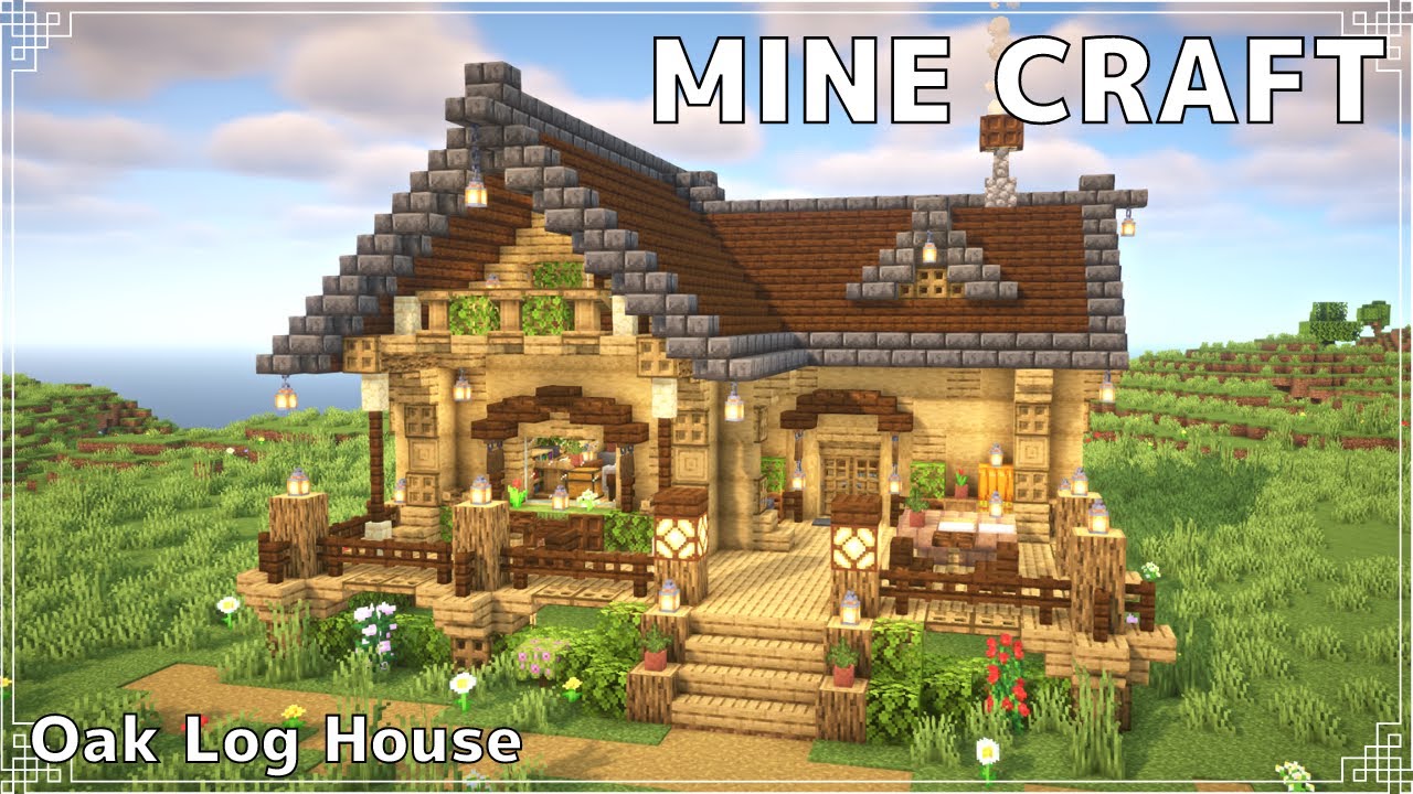 【Minecraft】オークのログハウスの作り方(改) | How to Build an Oak Log House【マイクラ建築 ...