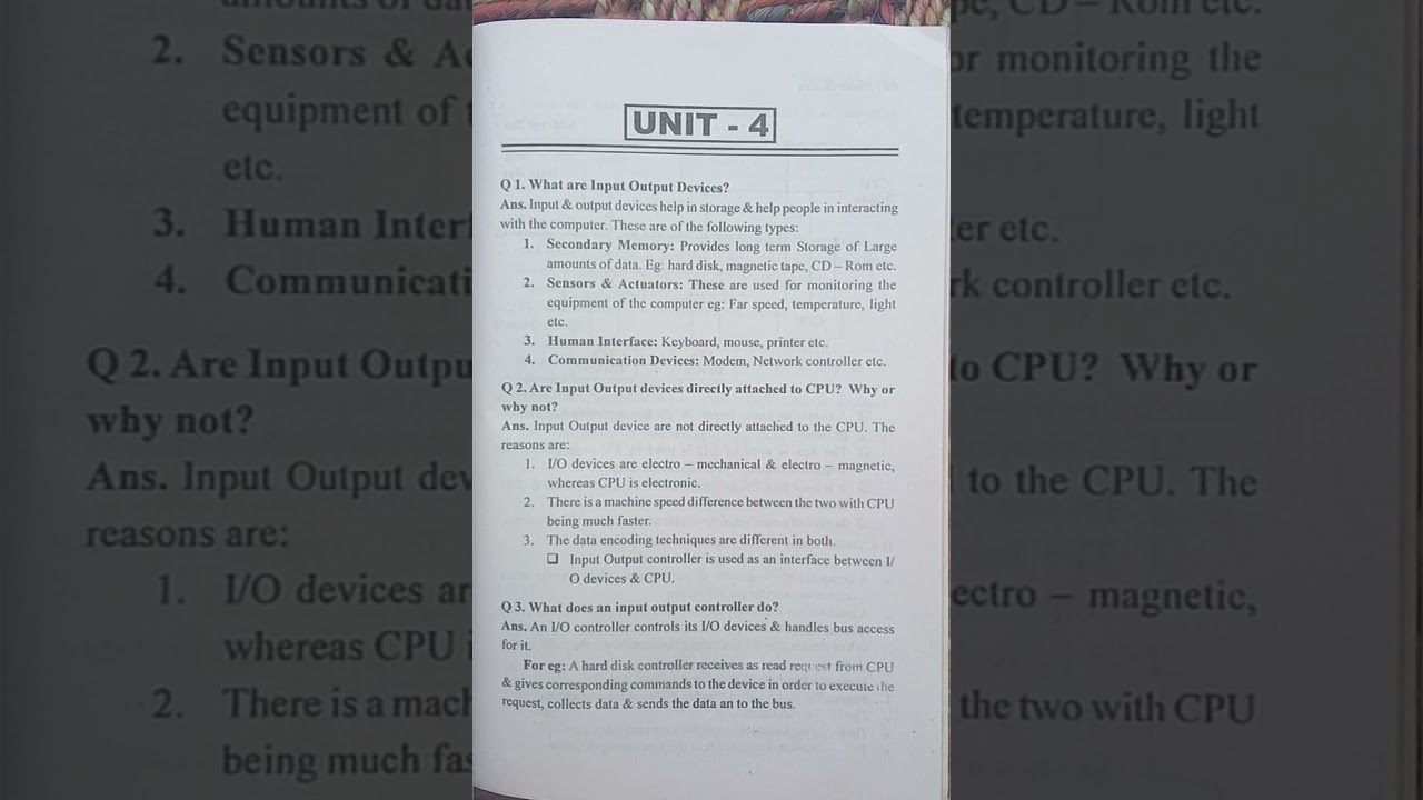 BCA semester III computer architecture and assembly language (input output origination)unit 4 noble