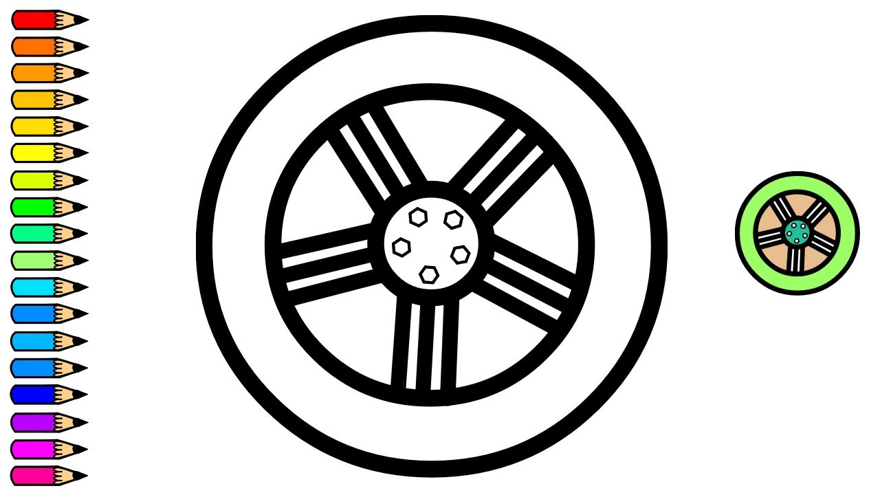 Como dibujar una RUEDA DE COCHE NUEVO/ dibujos para niños / How to draw a NEW CAR WHEEL