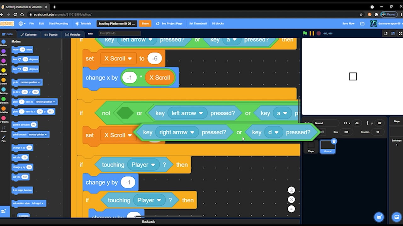 How to Make a scrolling platformer in Scratch ll Scratch Tutorial