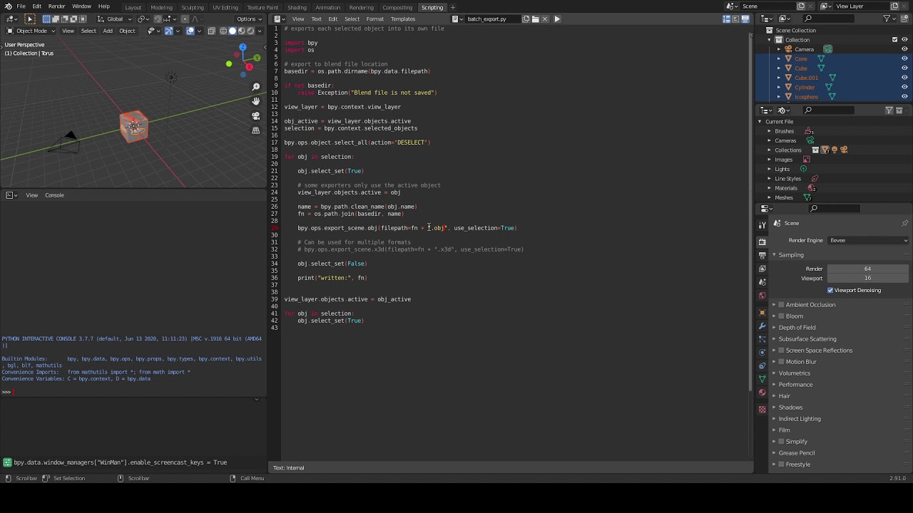 Batch Export Selected Objects (Extension) [Blender]