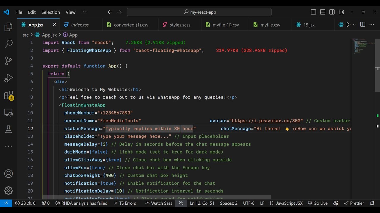 Build a React.js Whatsapp Floating Chat Window Using react-floating-whatsapp Library
