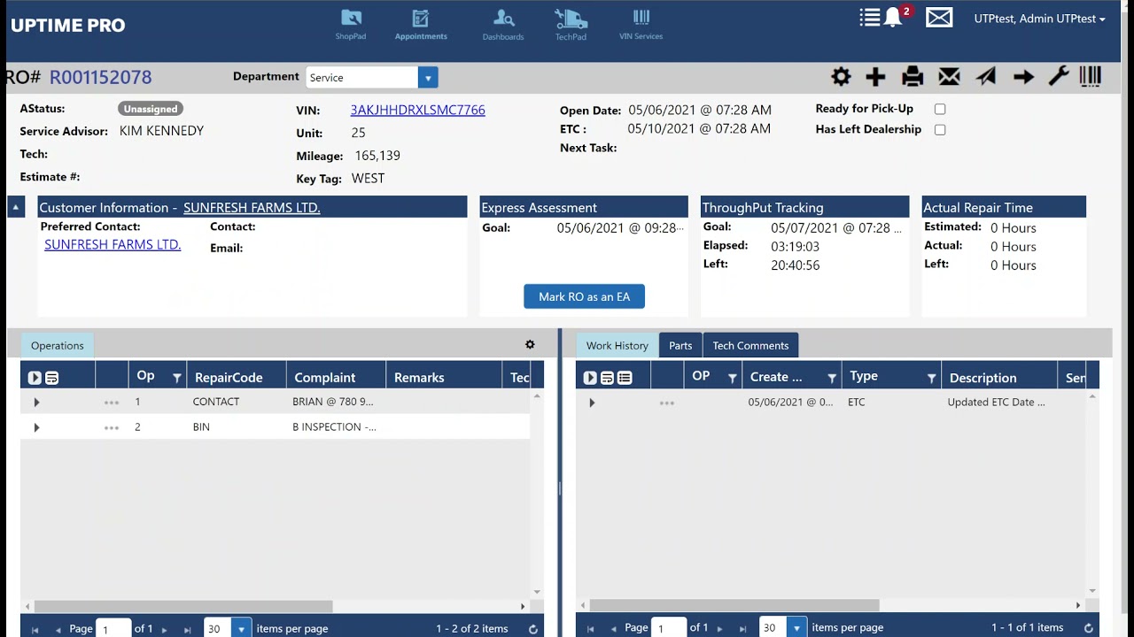 Setting or Changing ETC (Estimated Time of Completion) in Uptime Pro