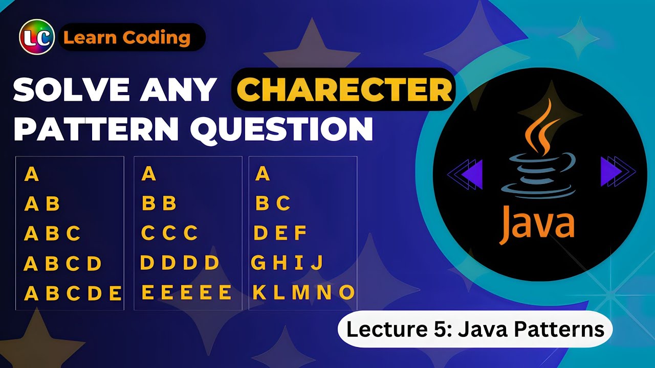 Character Pattern Programs in Java | Learn Coding